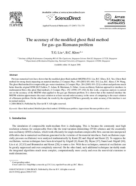 Pdf The Accuracy Of The Modified Ghost Fluid Method For Gasgas