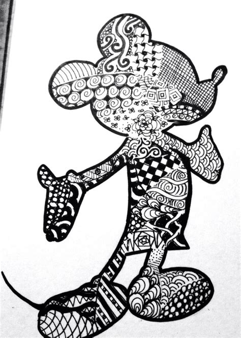 Mickey Zentangle By Kim Taylor Coloring Pages Disney Coloring Pages