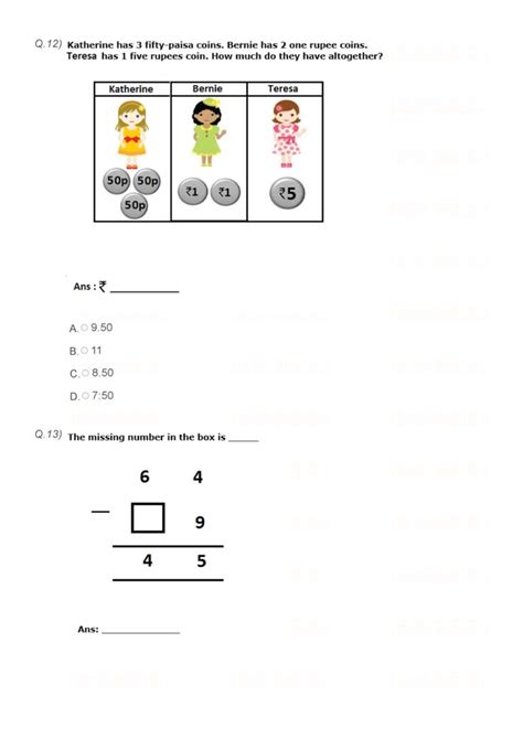 Class 1 Maths Olympiad Sample Questions Math Olympiad Exam