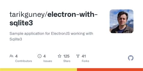Github Tarikguney Electron With Sqlite Sample Application For