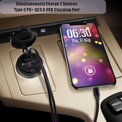 Pd Type C Usb Car Charger Socket And Qc Quick Charger V V Car