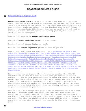 Fillable Online Reaper Beginners Guide Reaper Beginners Guide Fax Email Print PdfFiller