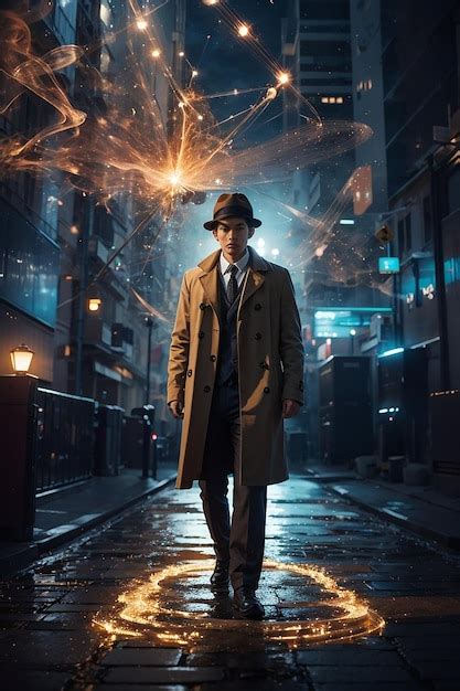 Premium Ai Image Quantum Reality Detective A Detective Utilizing Quantum Physics To Solve