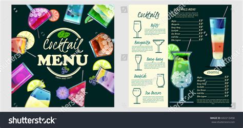 Cocktail Menu Design Templatecocktail List Cover Stock Vector 692213458