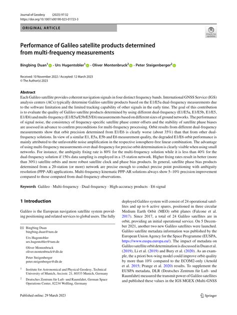 Pdf Performance Of Galileo Satellite Products Determined From Multi
