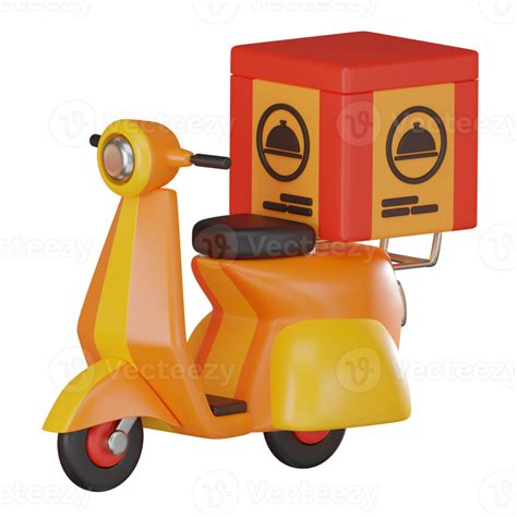 3d Render Motorcycle Delivery Scooter Food Delivery Packages Icon