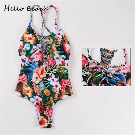 HELLO BEACH 2018 New One Piece Swimsuit Women Bathing Suit Push Up