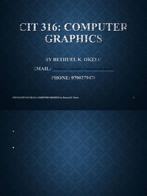 Computer Graphics Lecture 1 Summary Notes 013216 Pdf 3 D Computer