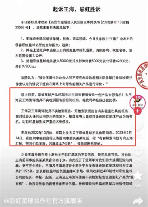 彩虹星球案一审落槌 王海表示不服并决定上诉中金在线财经号