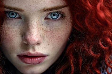 Premium Photo Closeup Portrait Of Redheaded Girl With Freckles