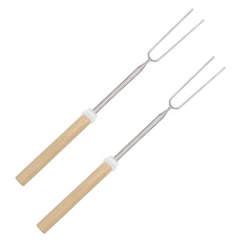 Qiezhon Barbecue Forks 2 Pack Roasting Sticks Set Extendable 32in Long