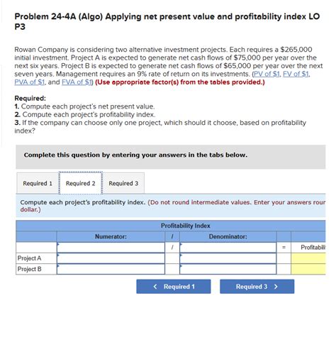 Solved Problem 24 4a Algo ﻿applying Net Present Value And