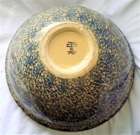 1920s Massive Robinson Ransbottom Pottery Blue Spongeware Mixing Bowl