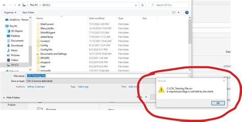 cannot save files to the c drive microsoft community