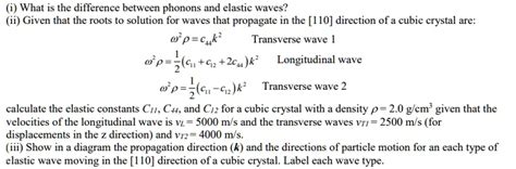 Solved I What Is The Difference Between Phonons And Elastic Waves Ii Given That The Roots To