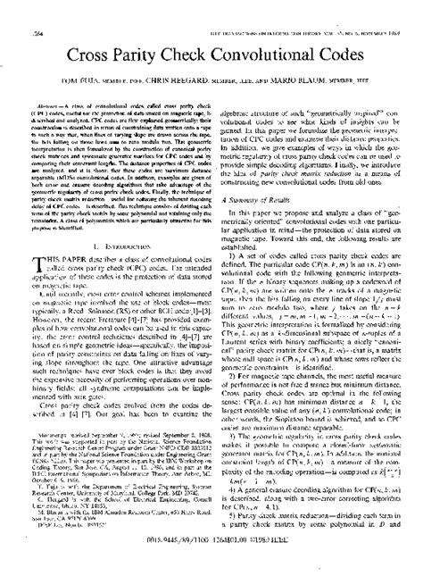 pdf cross parity check convolutional codes