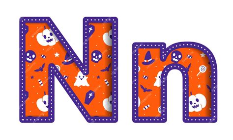 Premium Vector Cute Happy Halloween N Alphabet Capital Small Letter