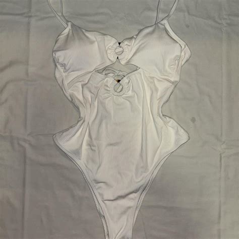 White One Piece Swimsuit Depop