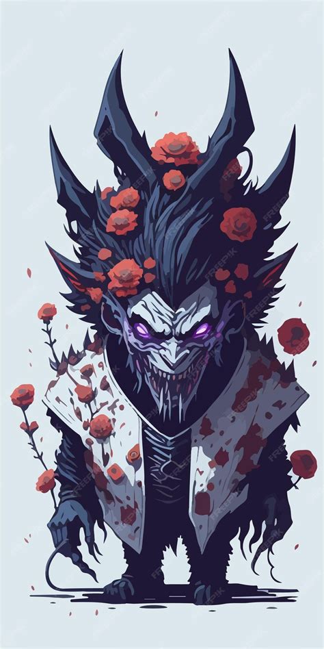 Premium Vector Dark Entity With Curved Horns And A Chilling Aura Of Evil
