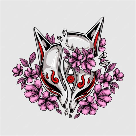 Premium Vector Japanese Fox Mask Illustration