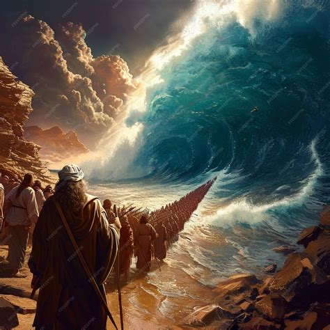 The Story Of Moses Parting The Red Sea Ai Generative High Resolution