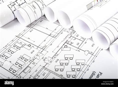 Architectural Blueprint Rolls Stock Photo Alamy