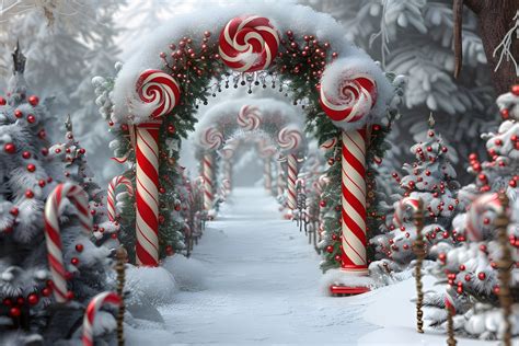 Christmas Candy Cane Wonderland Backdrop Rr7 672