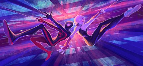 1288x600 Resolution Miles Morales And Gwen Stacy The Spider Verse