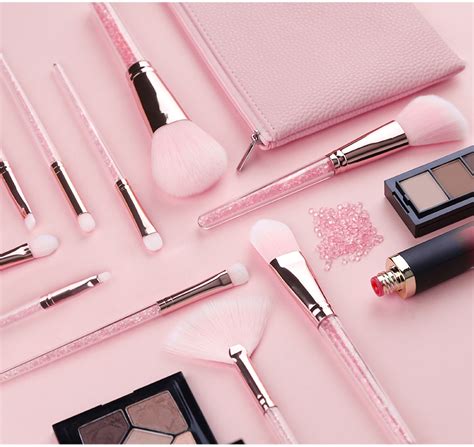 Free Sample Makeup Brushes Pink Crystal Handle Set
