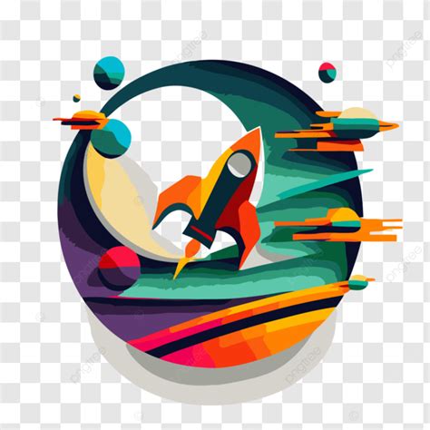 Colorful Style Spaceship Vector A Simplistic Colorful Icon Of