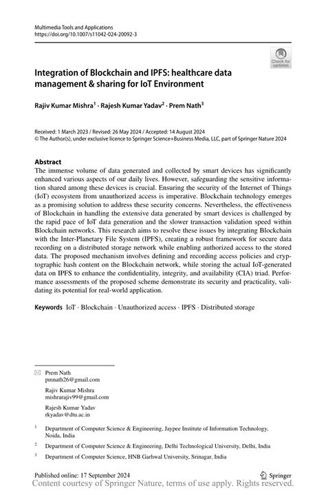 Integration Of Blockchain And Ipfs Healthcare Data Management