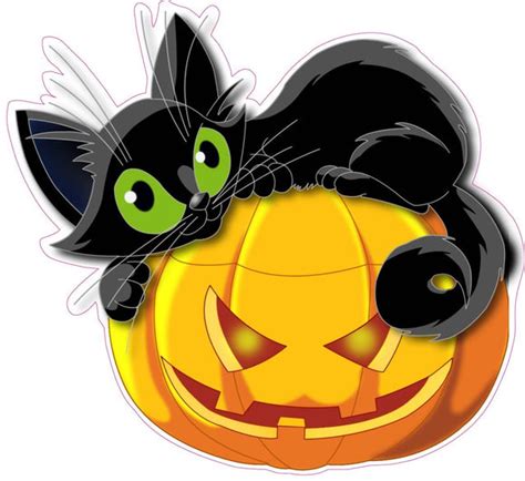 Halloween Pumpkin With Black Cat Wall Or Window Decor Decal Nostalgia