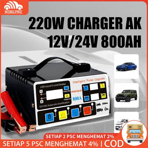 Jual Charger Aki Portable 12V 24V Motor Mobil Smart Battery Charger