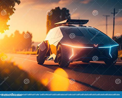 Electric Vehicle Prototype On The Road Bokeh Ai Generative Stock Illustration Illustration Of