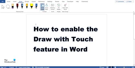 How To Enable The Draw With Touch Feature In Word Thewindowsclub