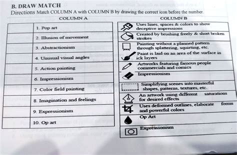 Solved B Draw Match Directions Match Column A With Column B By Drawing The Correct Icon