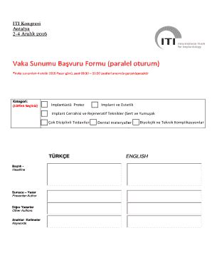 Fillable Online Iti Vaka Sunumu Ba Vuru Formu Paralel Oturum Fax