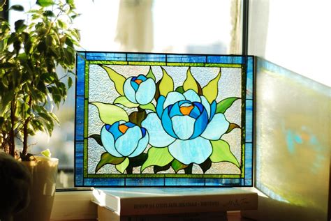 Peony Stained Glass Panel Mothers Day Ts Stained Glass Window