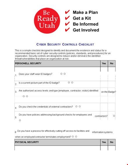 Security Audit Checklist Template Ensure Information Security And