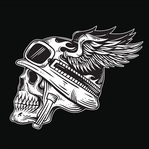 Dark Art Skull Rider Man Face Bikers Retro Vintage Tattoo Helmet