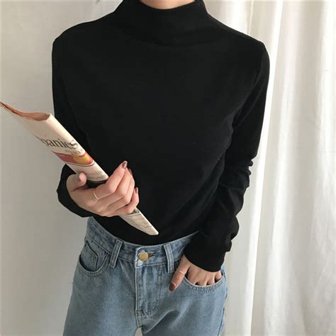 Long Sleeve Casual High Neck Slim Shirts Tomscloth