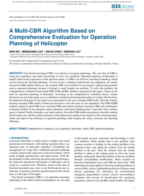 Pdf A Multi Cbr Algorithm Based On Comprehensive Evaluation For Operation Planning Of Helicopter