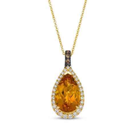 Le Vian Pear Shaped Citrine Necklace 15 Ct Tw Diamonds 14k Honey Gold
