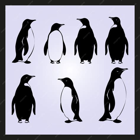 Premium Vector Penguin Silhouette Set Clipart On A Hex Color Background