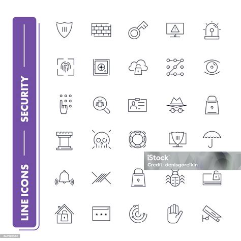 線的圖示集安全向量圖形及更多保安圖片 保安 保護 保險 Istock