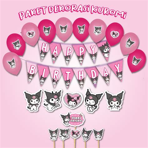 Jual Paket Dekorasi Kuromi Sanrio Happy Birthday Ultah Ulang Tahun