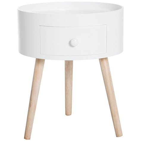 Homcom Couchtisch Beistelltisch Mit Schublade Runder Kaffeetisch