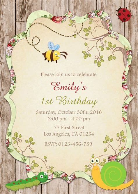 Bug Invitation Bug Birthday Invitation Bug Birthday Party Insect