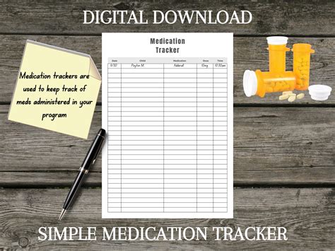 Medication Tracker Template Printable Digital Download Medication Log Organizer Track