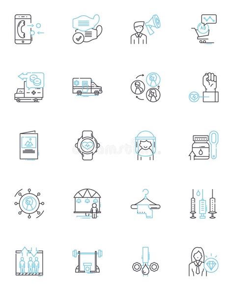 Caller Support Linear Icons Set Assistance Communication Service Help Support Guidance